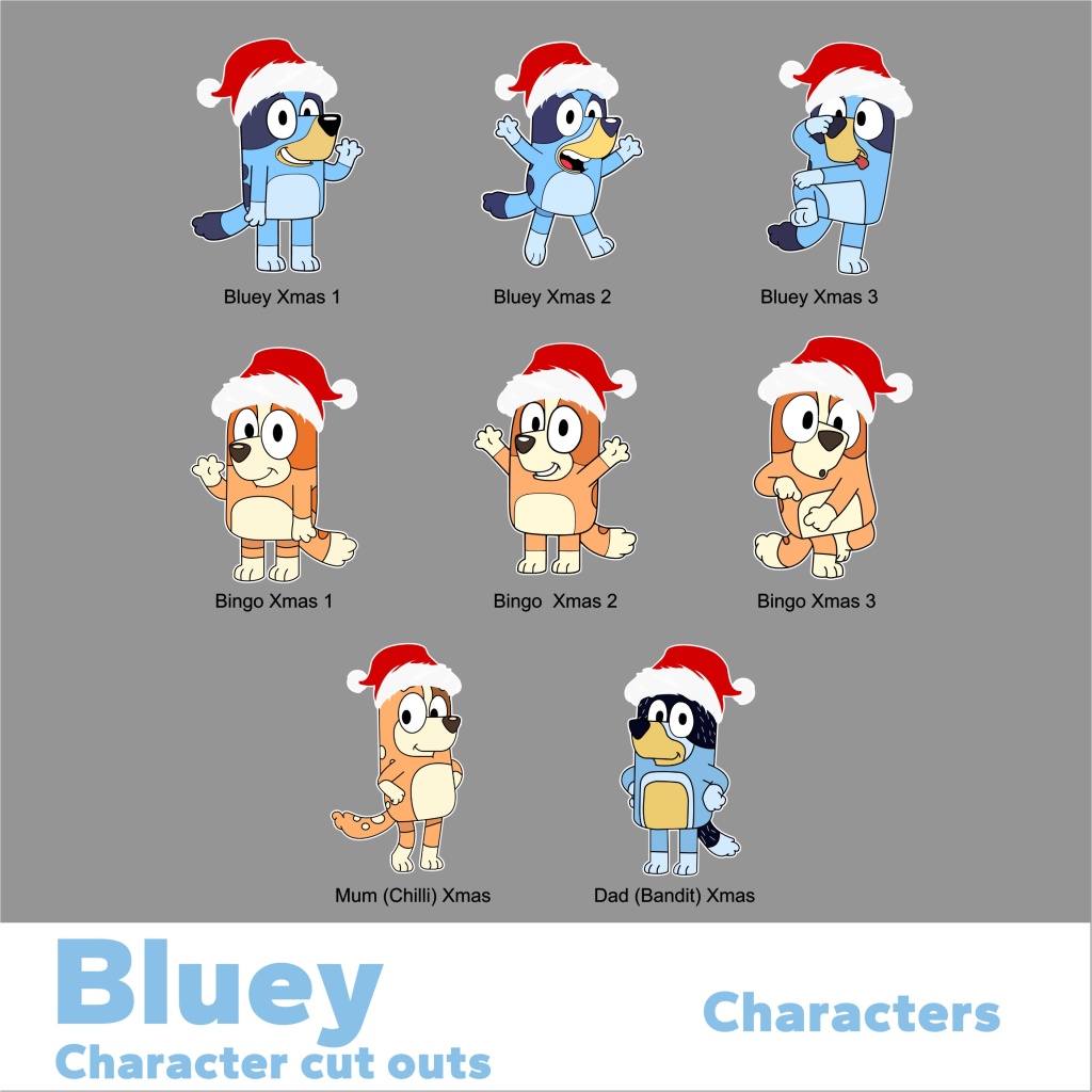 BLUEY CUT OUTS - Bluey and Friends character cutouts